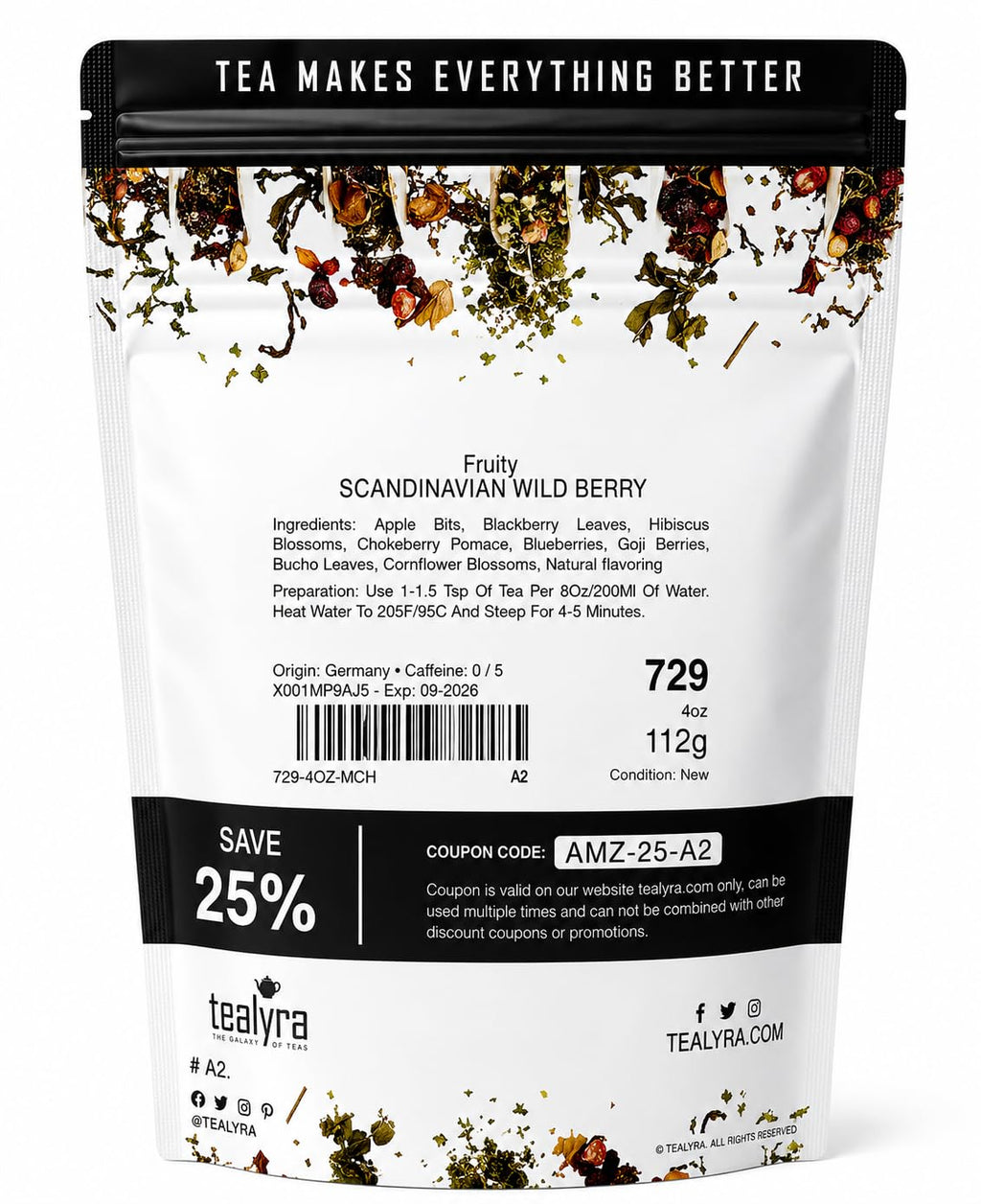 aromatic chamomile tea with berries