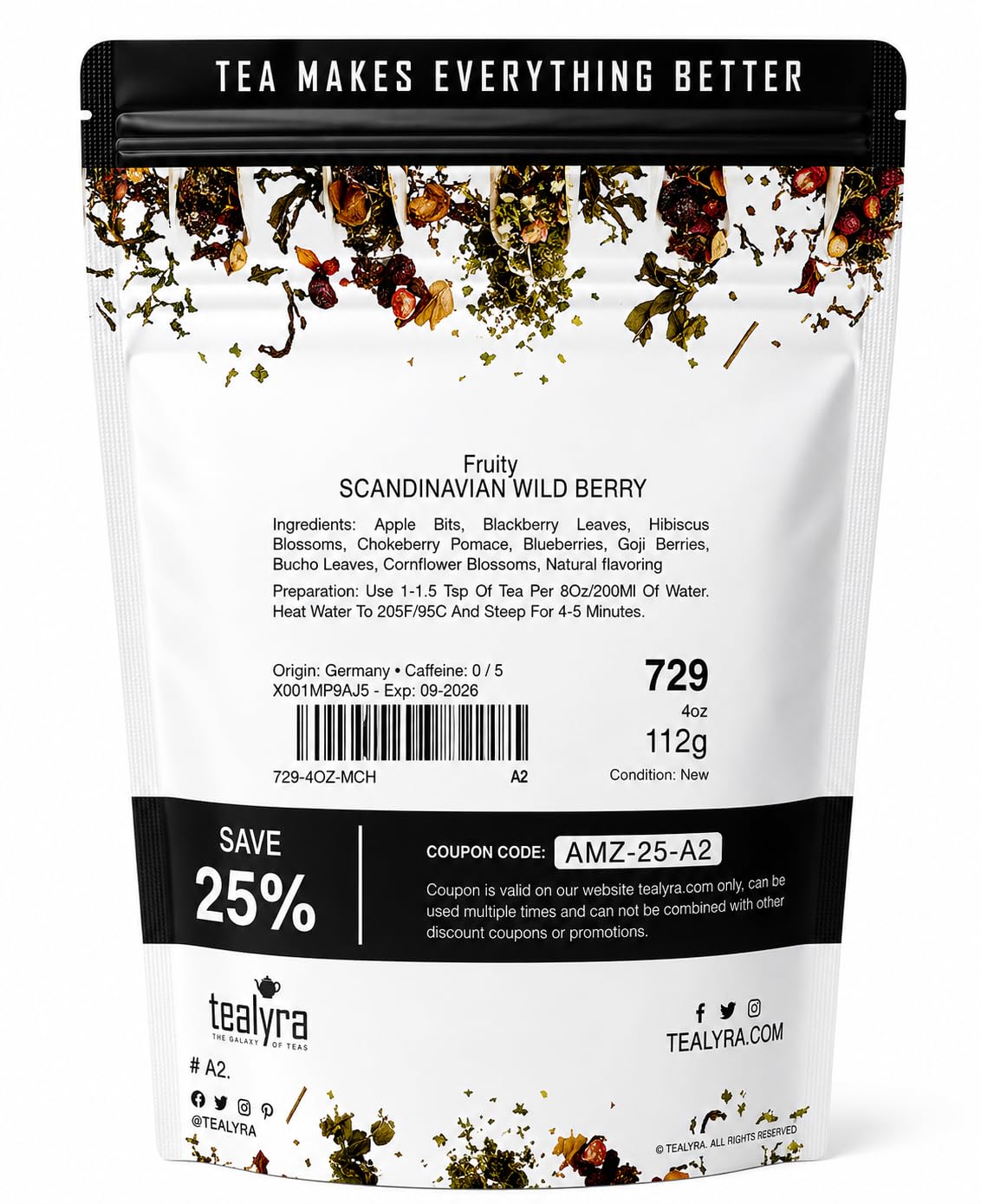 aromatic chamomile tea with berries