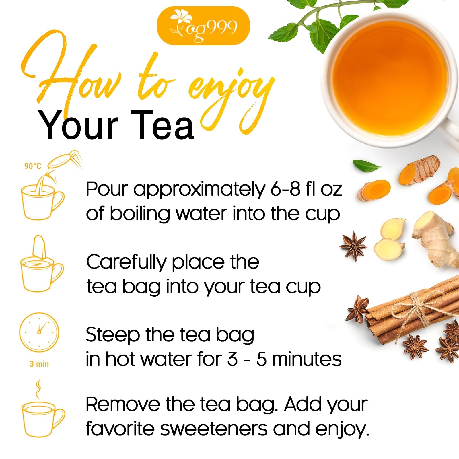 aromatic cinnamon ginger tea infusion