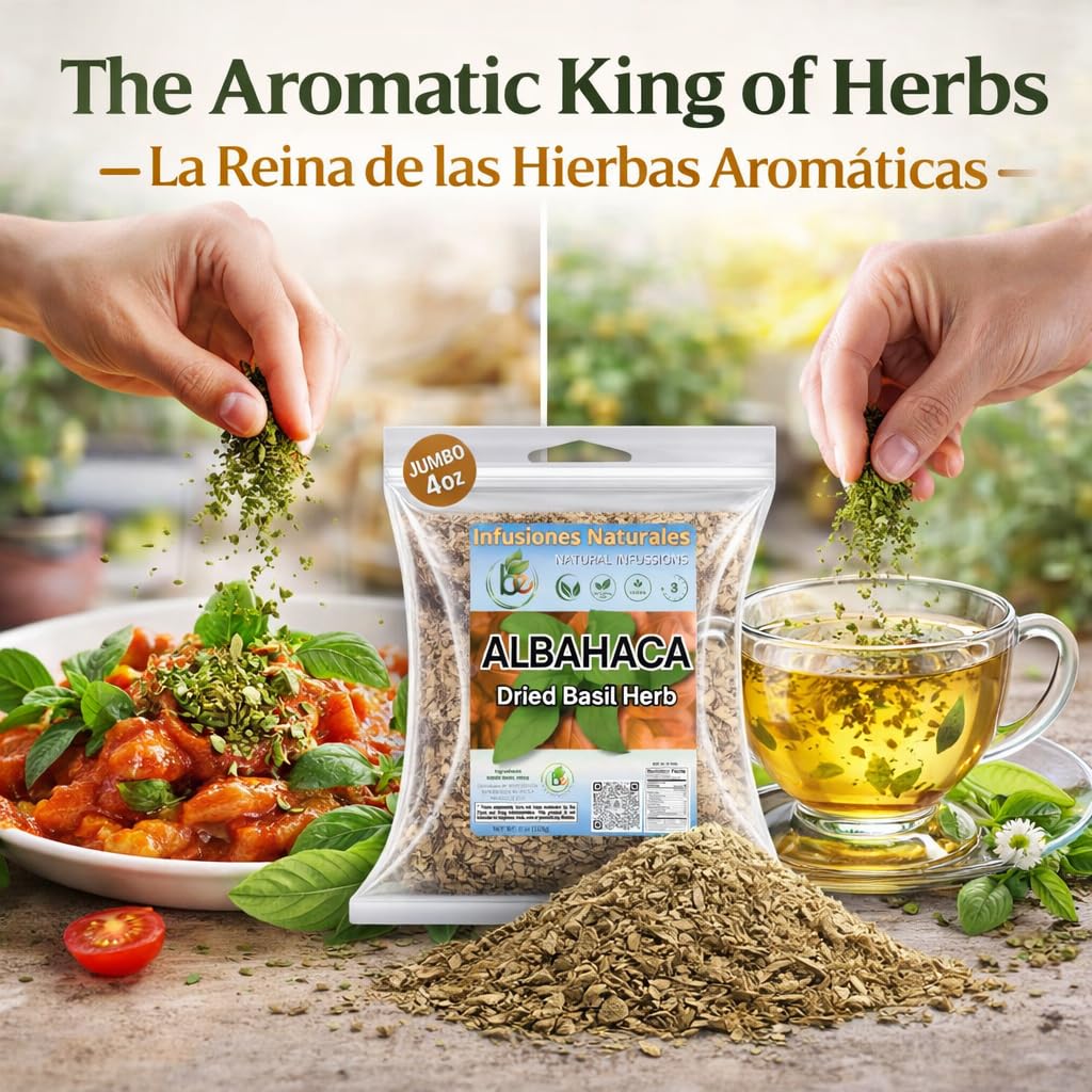 aromatic dried basil for cooking and tea