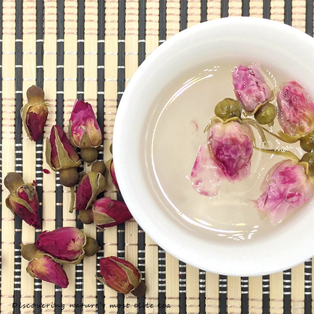 aromatic dried rose buds infusion