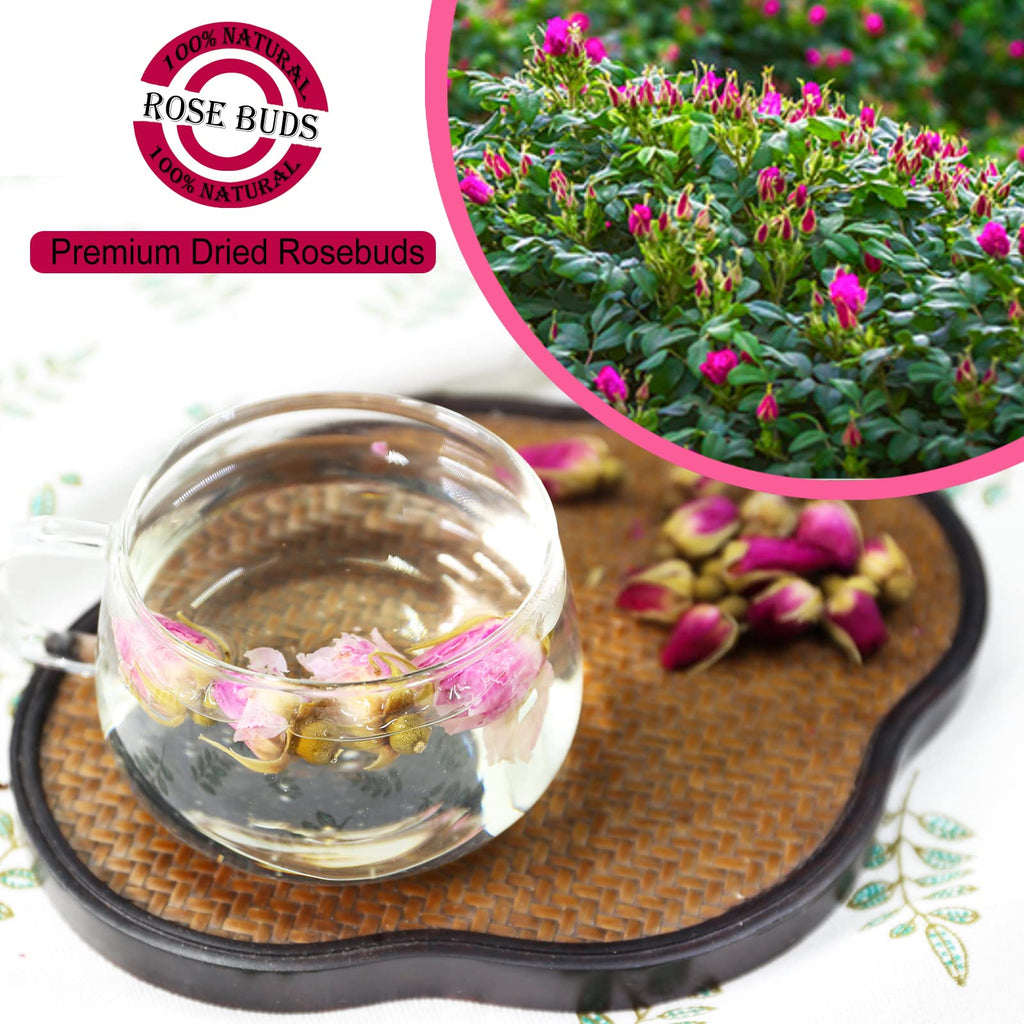 aromatic dried rose buds infusion