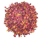 Aromatic dried rose petals for herbal infusions