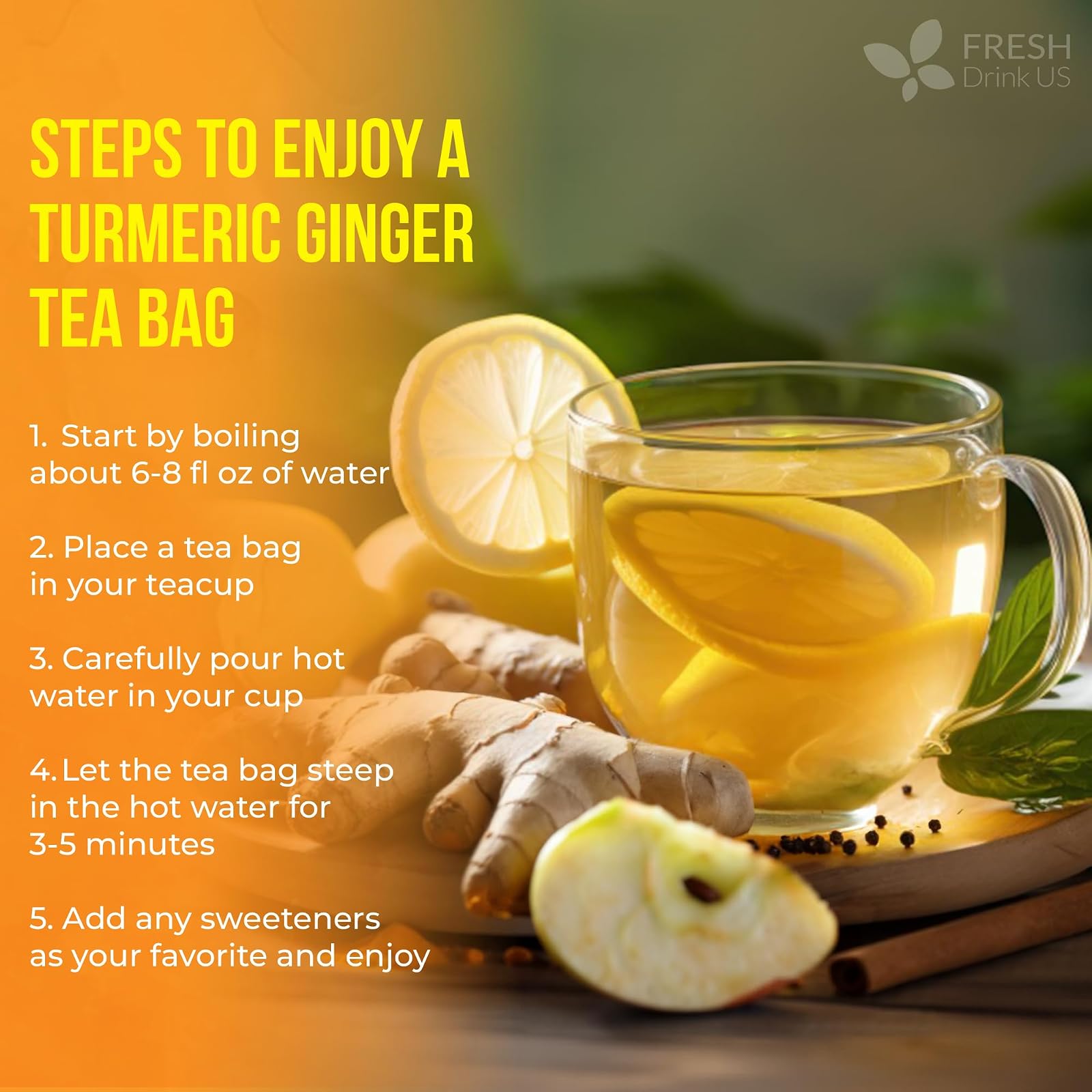 aromatic ginger turmeric herbal infusion