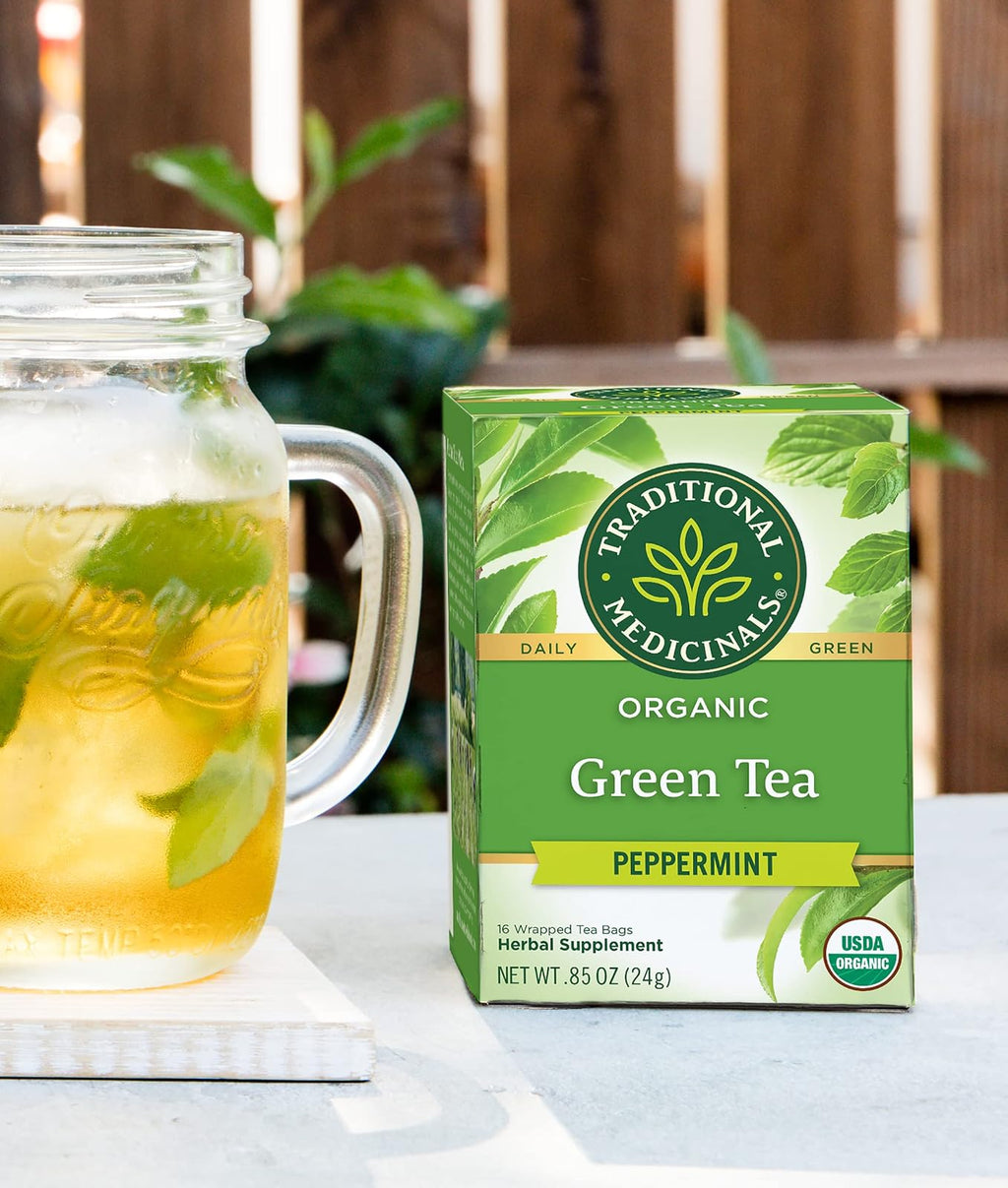 aromatic green tea with peppermint