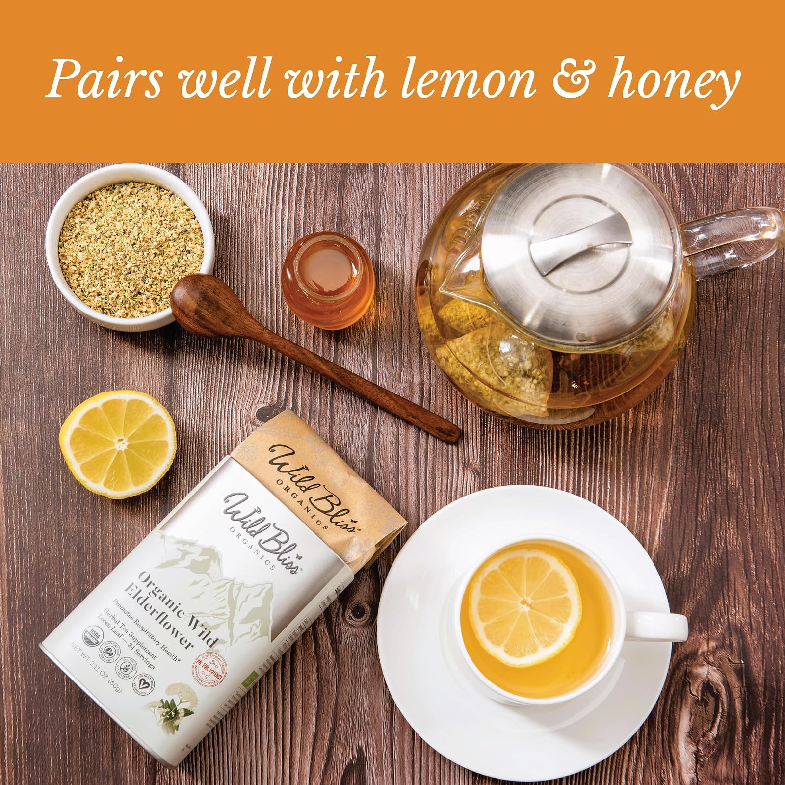 aromatic herbal infusion with elderflower