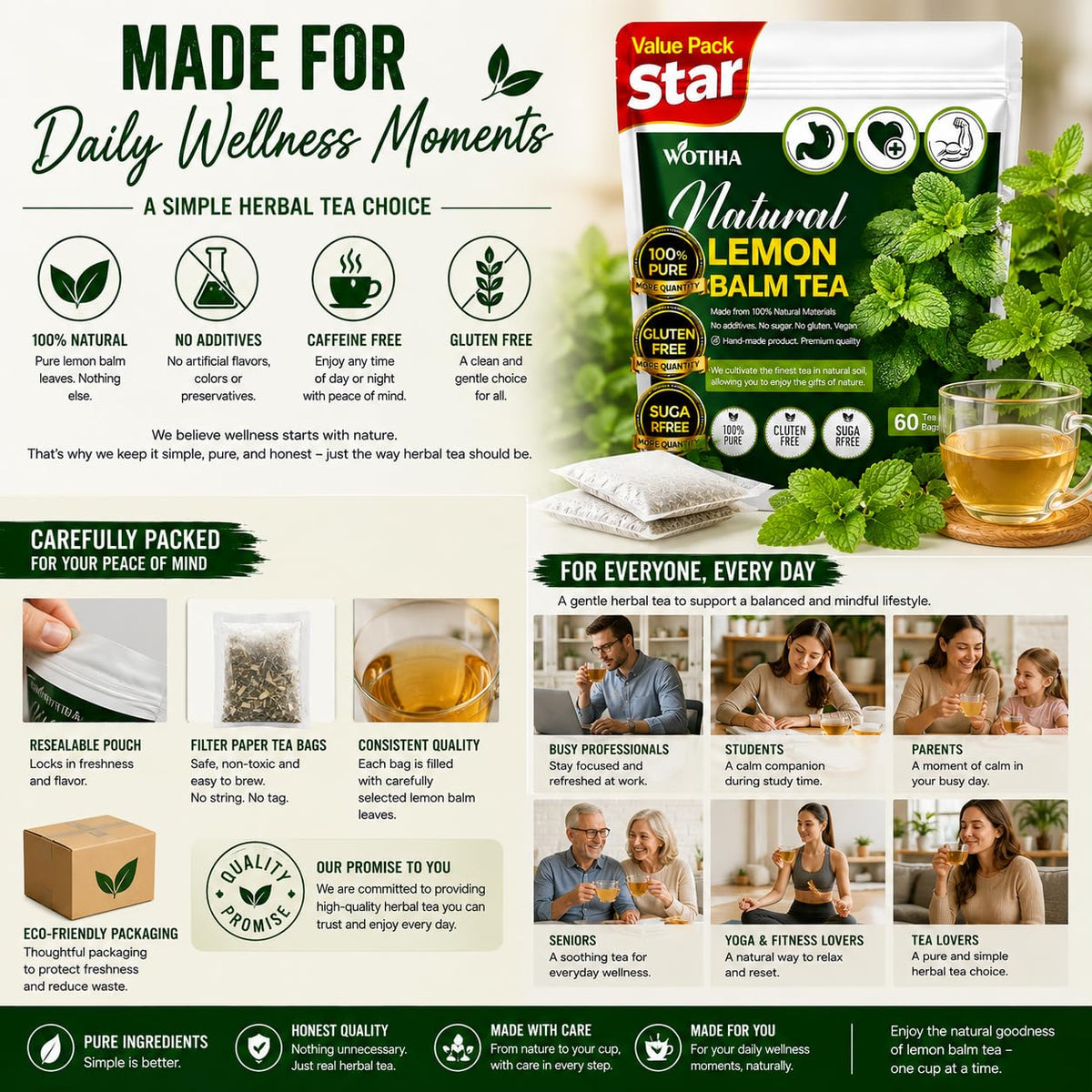 aromatic lemon balm tea bags