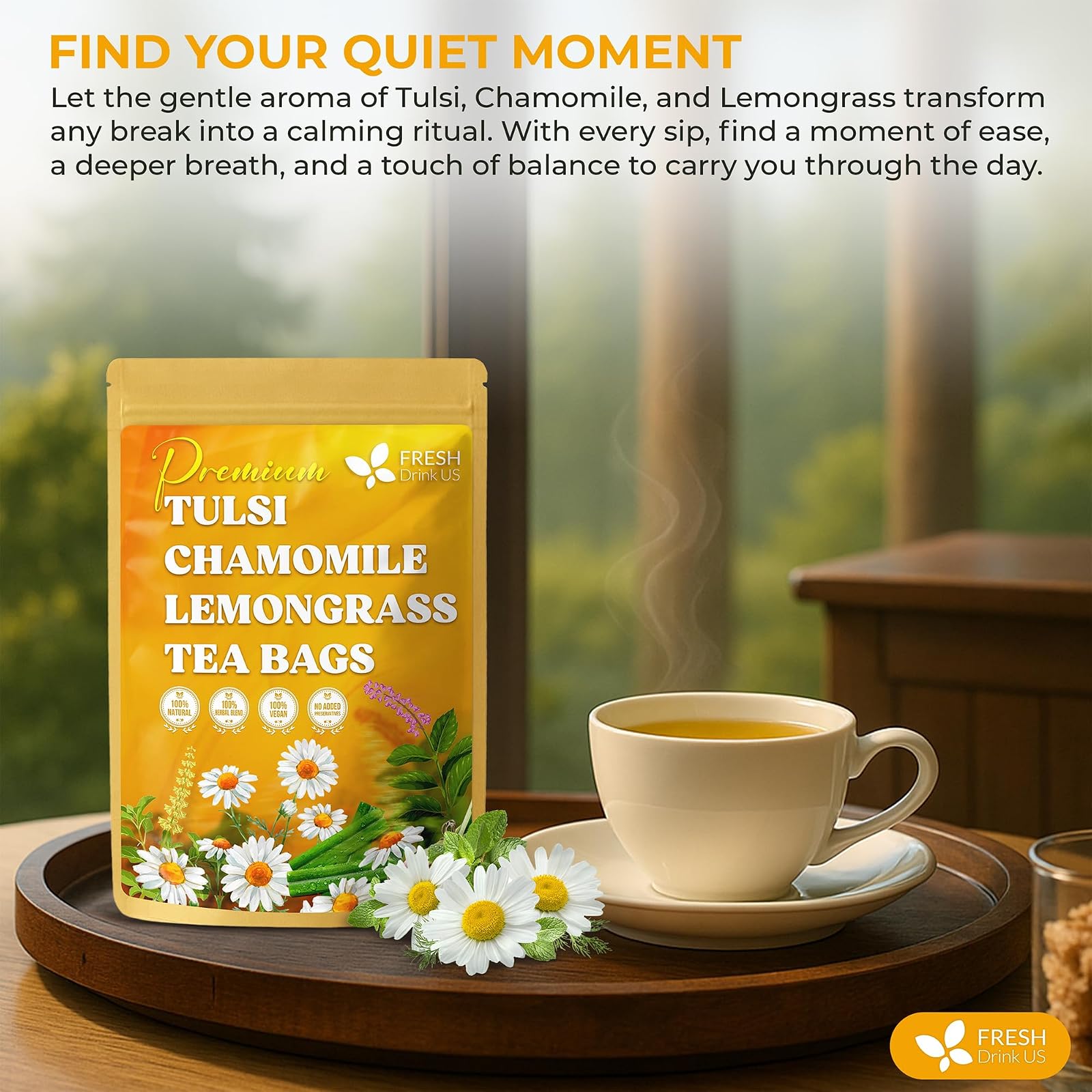 aromatic tulsi and lemongrass tea