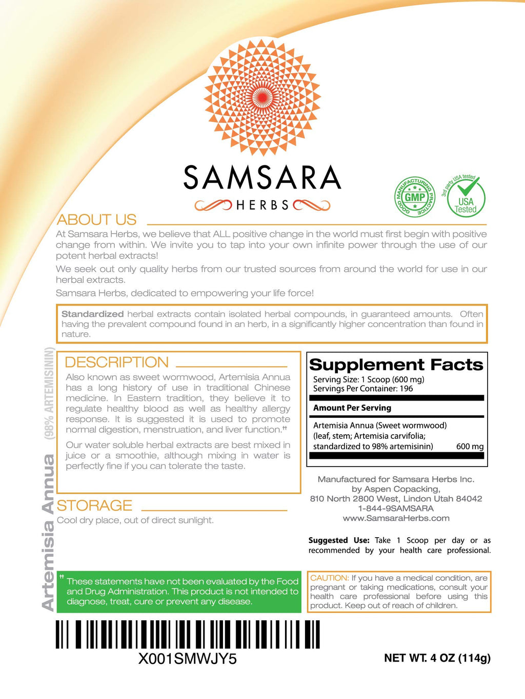 Artemisinin extract from sweet wormwood