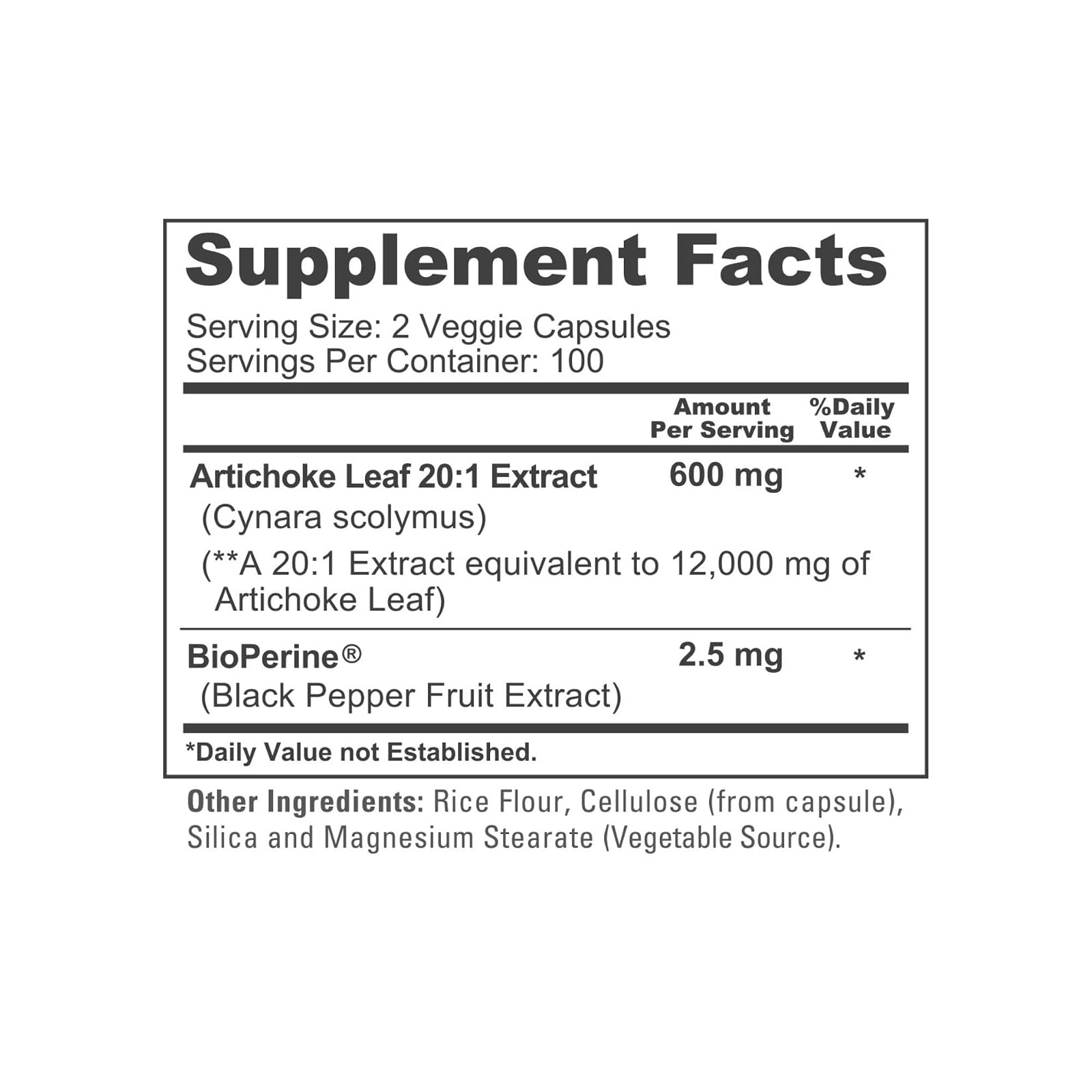 artichoke 600 mg for weight management
