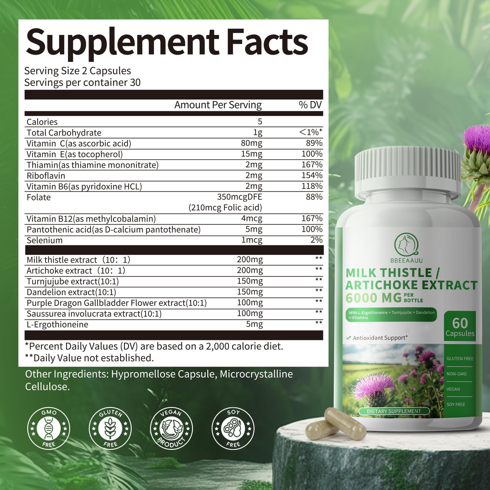 Artichoke and dandelion extract blend