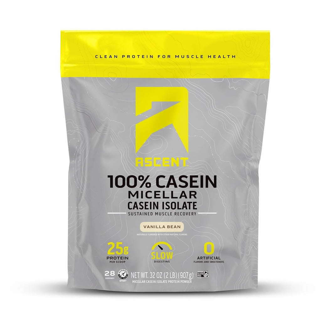 Ascent casein protein powder vanilla