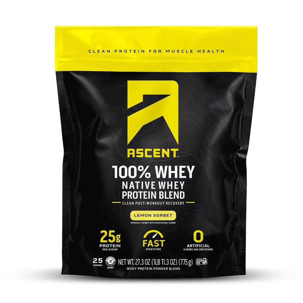 Ascent whey protein powder lemon sorbet