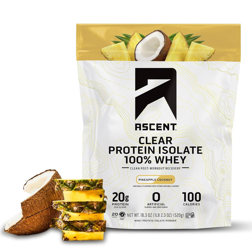 Ascent whey protein powder pineapple coconut