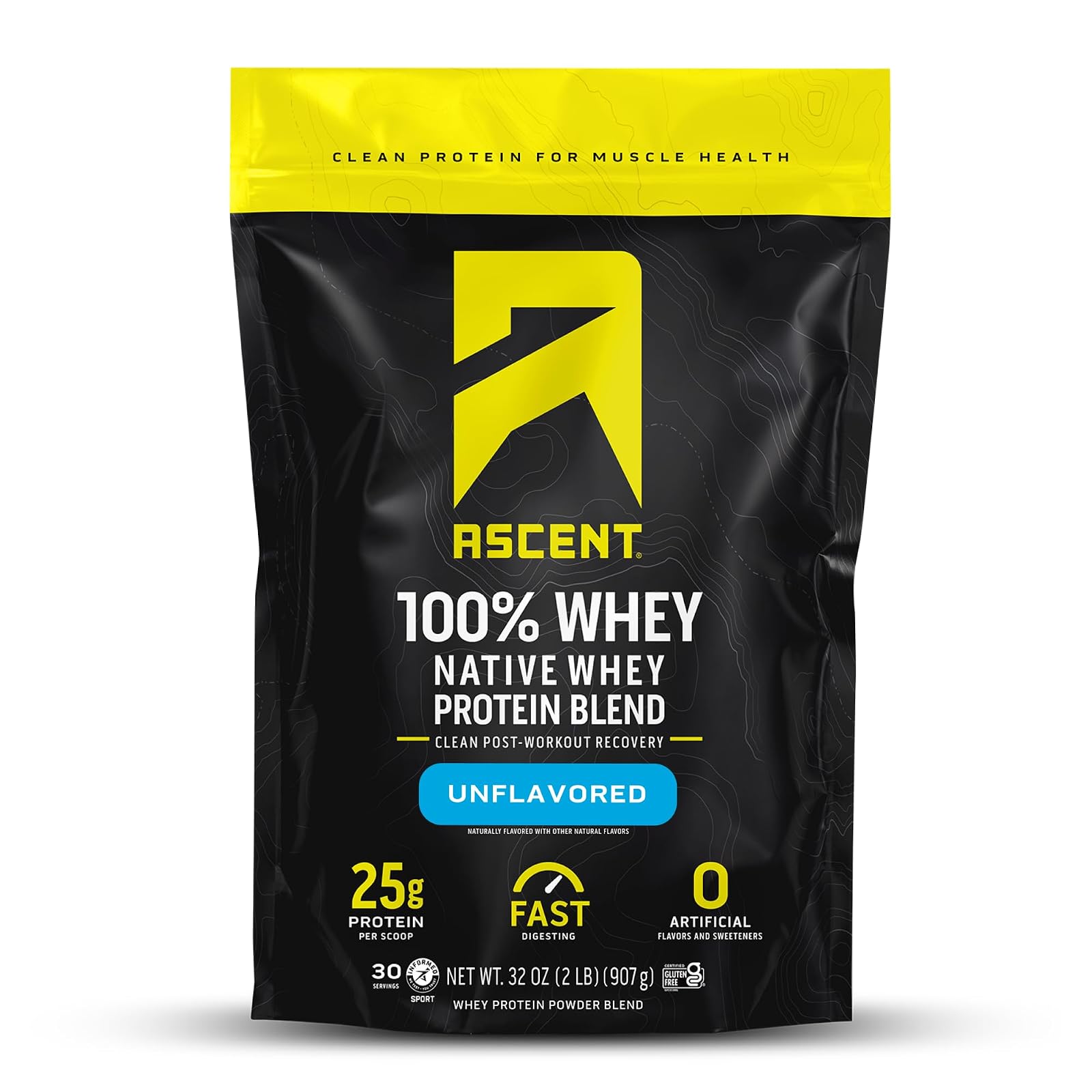 Ascent whey protein unflavored powder