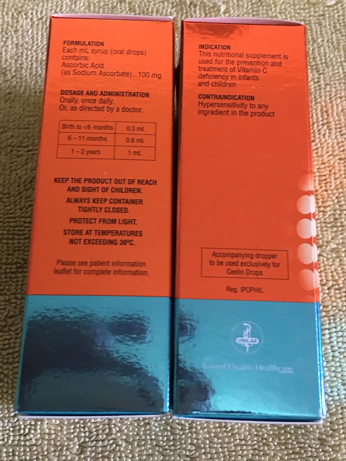 Ascorbic acid oral drops for toddlers