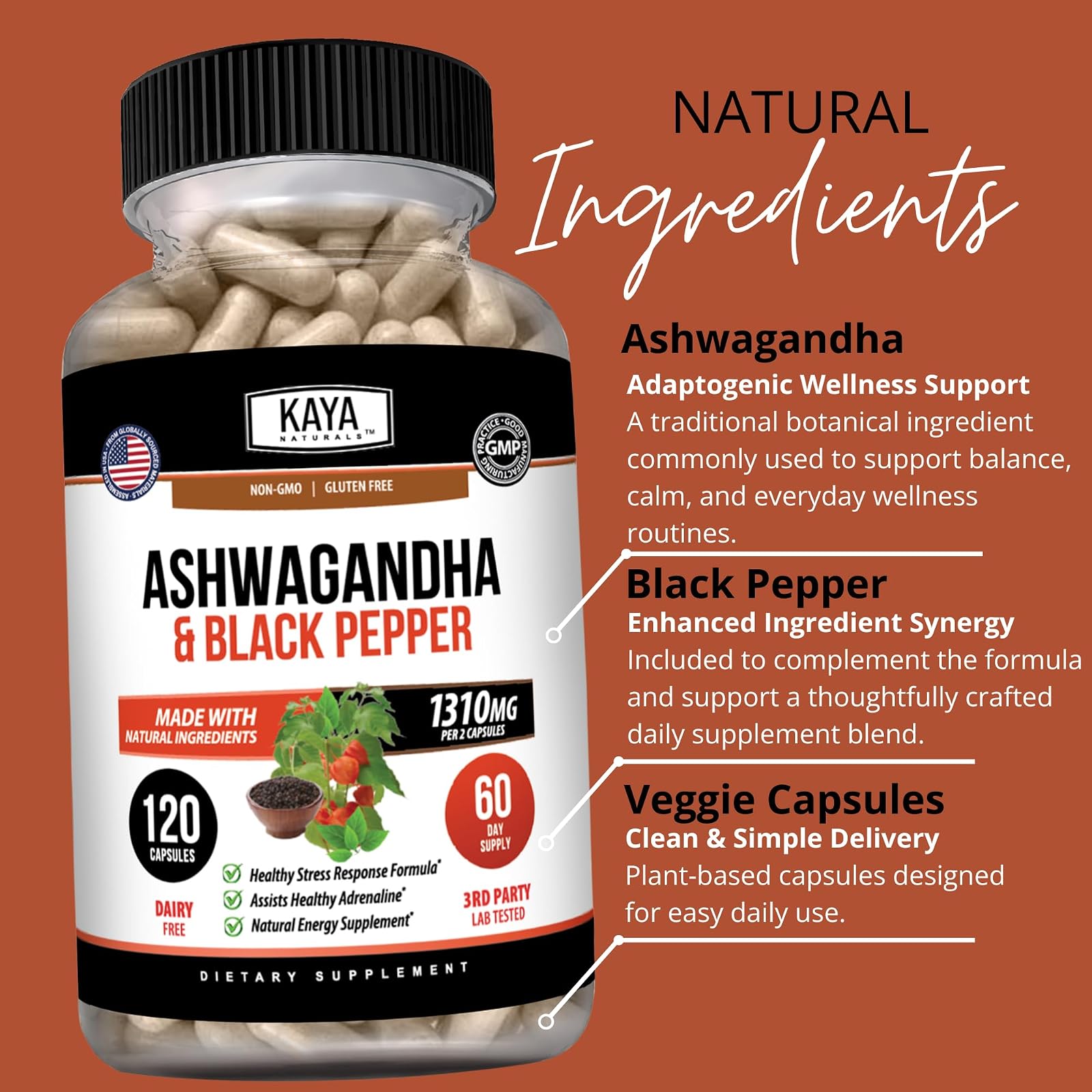 Ashwagandha capsules to support energy levels