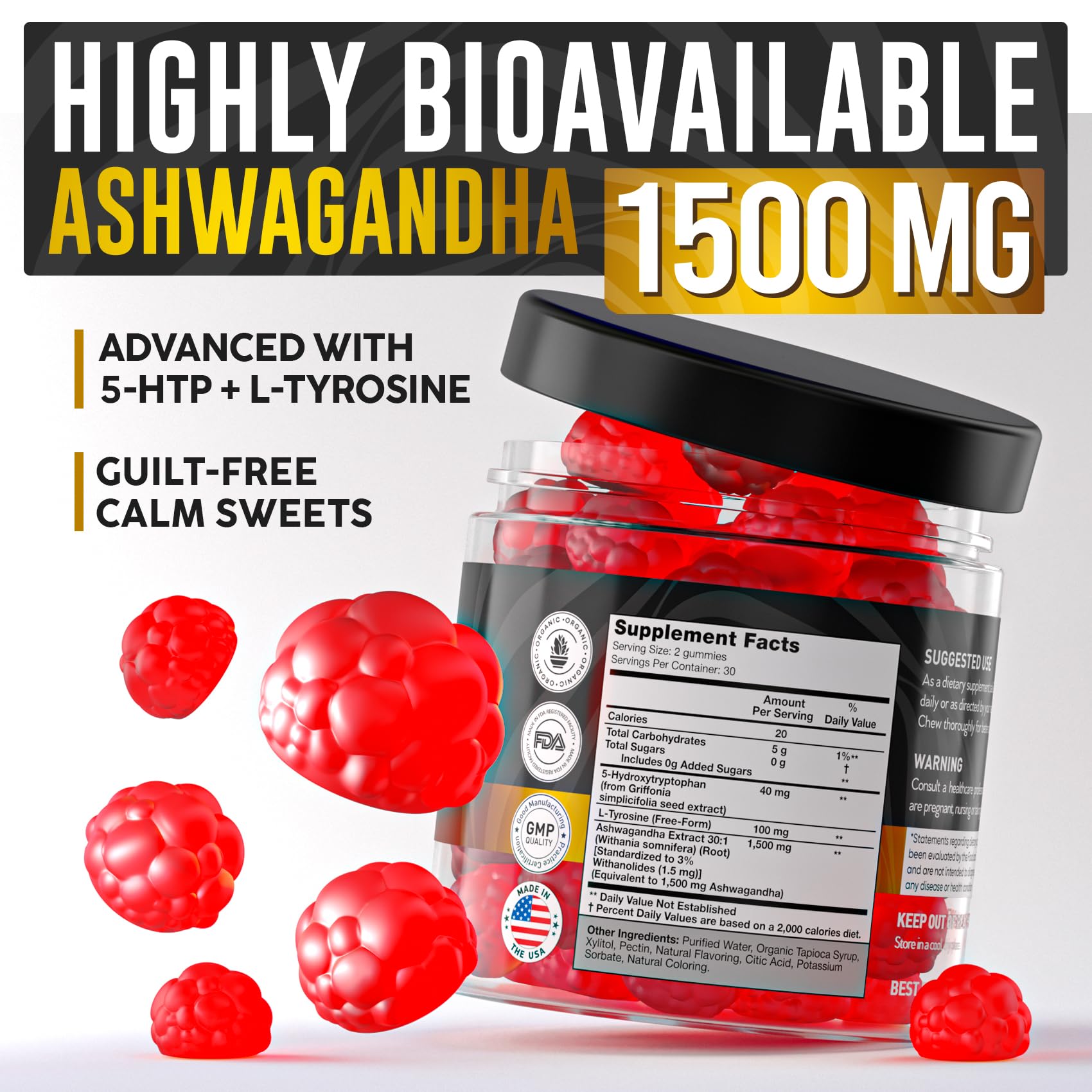 Ashwagandha gummies with 5-HTP benefits