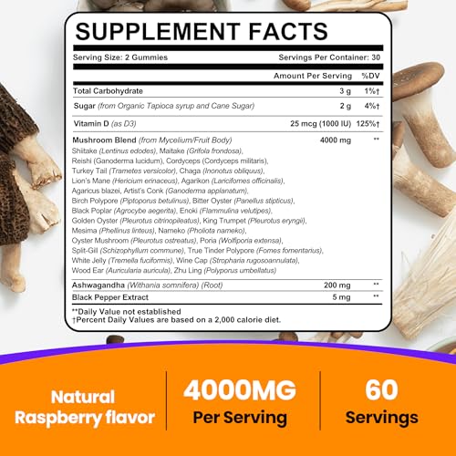 Ashwagandha infused mushroom gummies