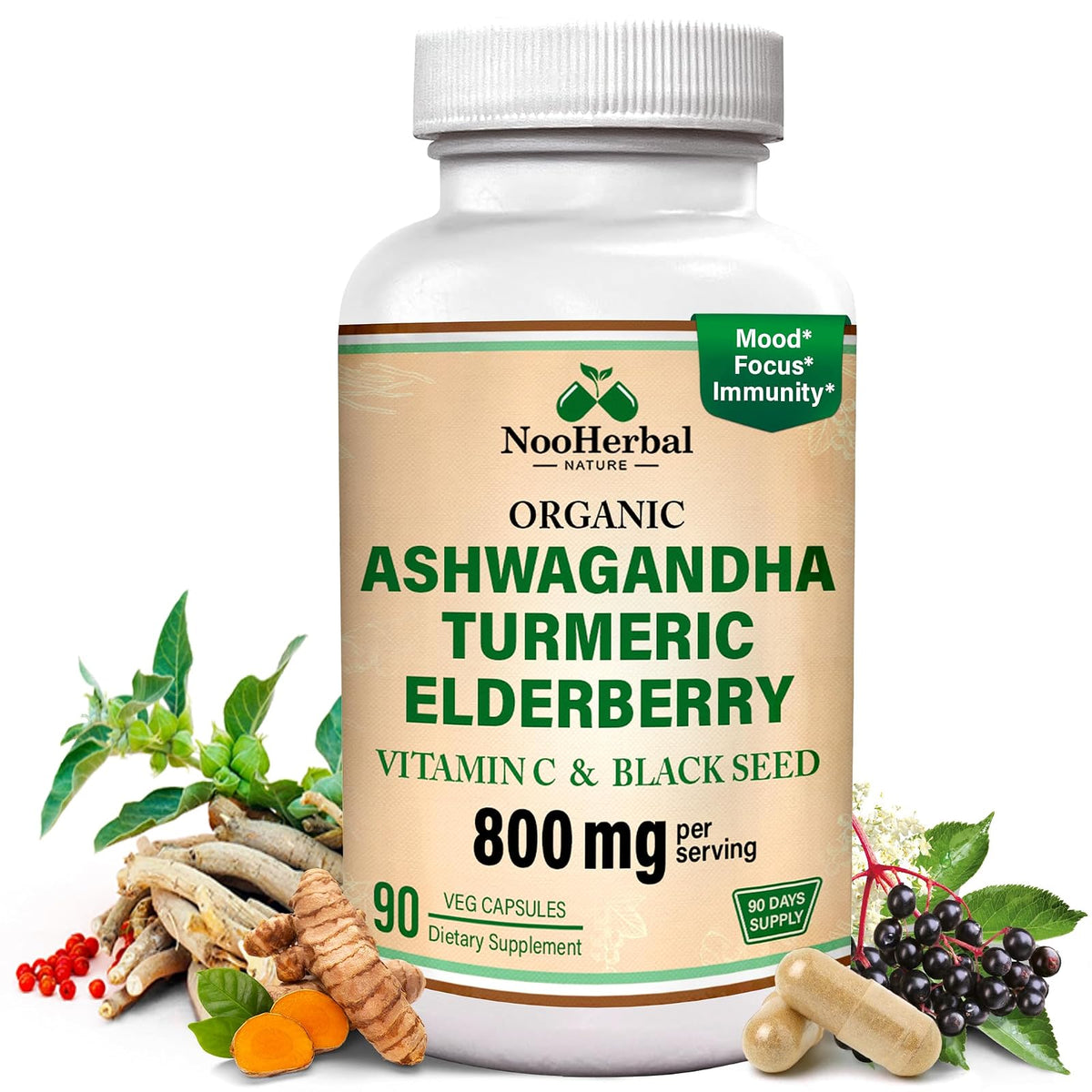 Ashwagandha turmeric capsules for stress relief