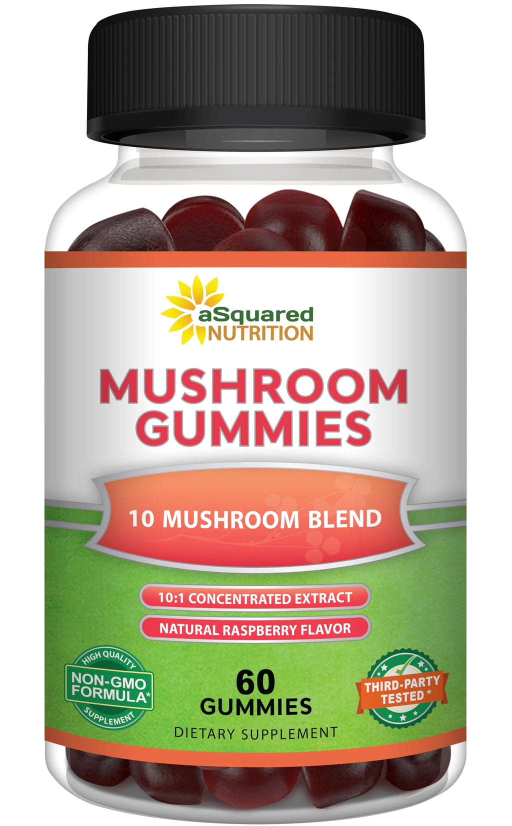 aSquared Nutrition mushroom gummies for energy