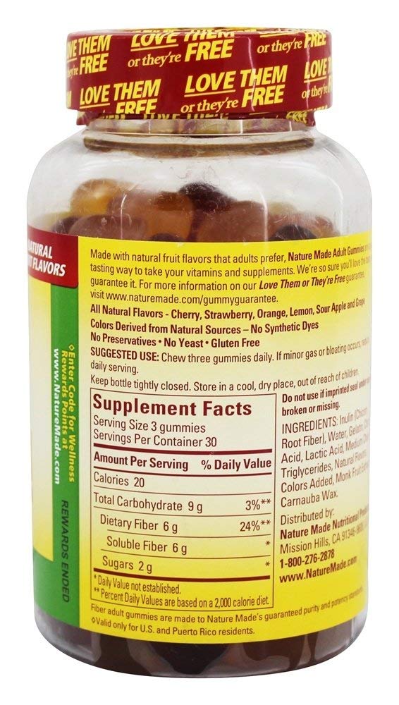 assorted fruit fiber gummies for adults