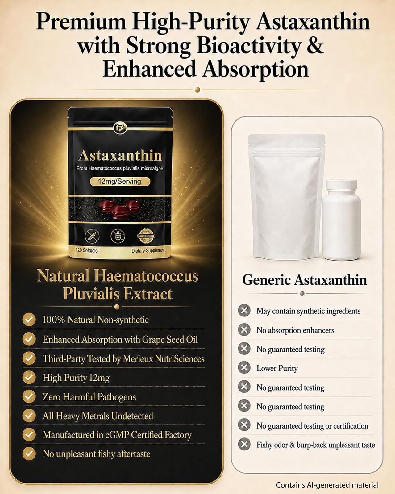 Astaxanthin 12 mg for anti-aging benefits