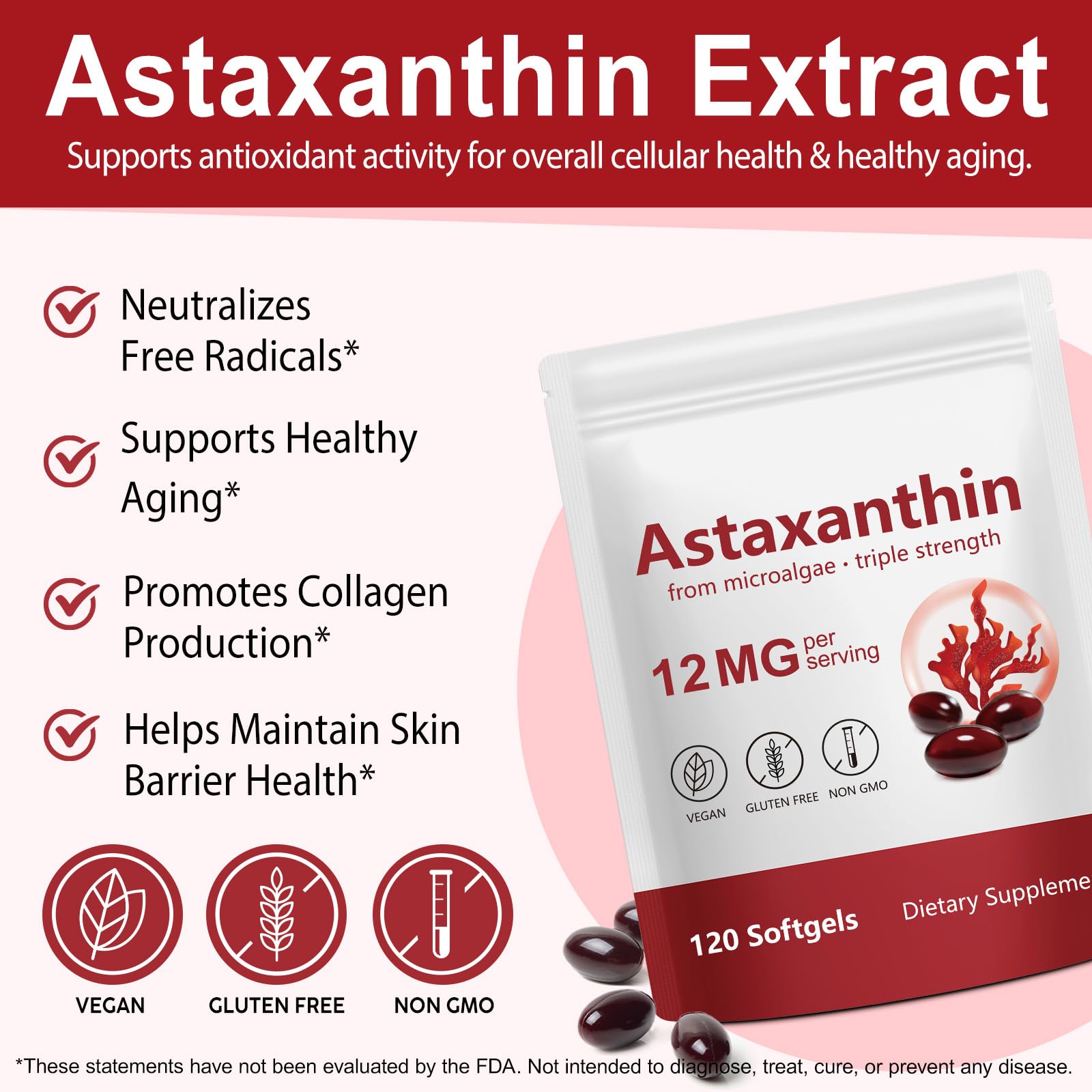Astaxanthin 12 mg for antioxidant support