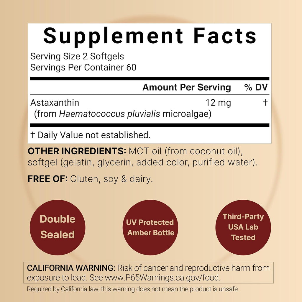 Astaxanthin 12 mg for antioxidant support