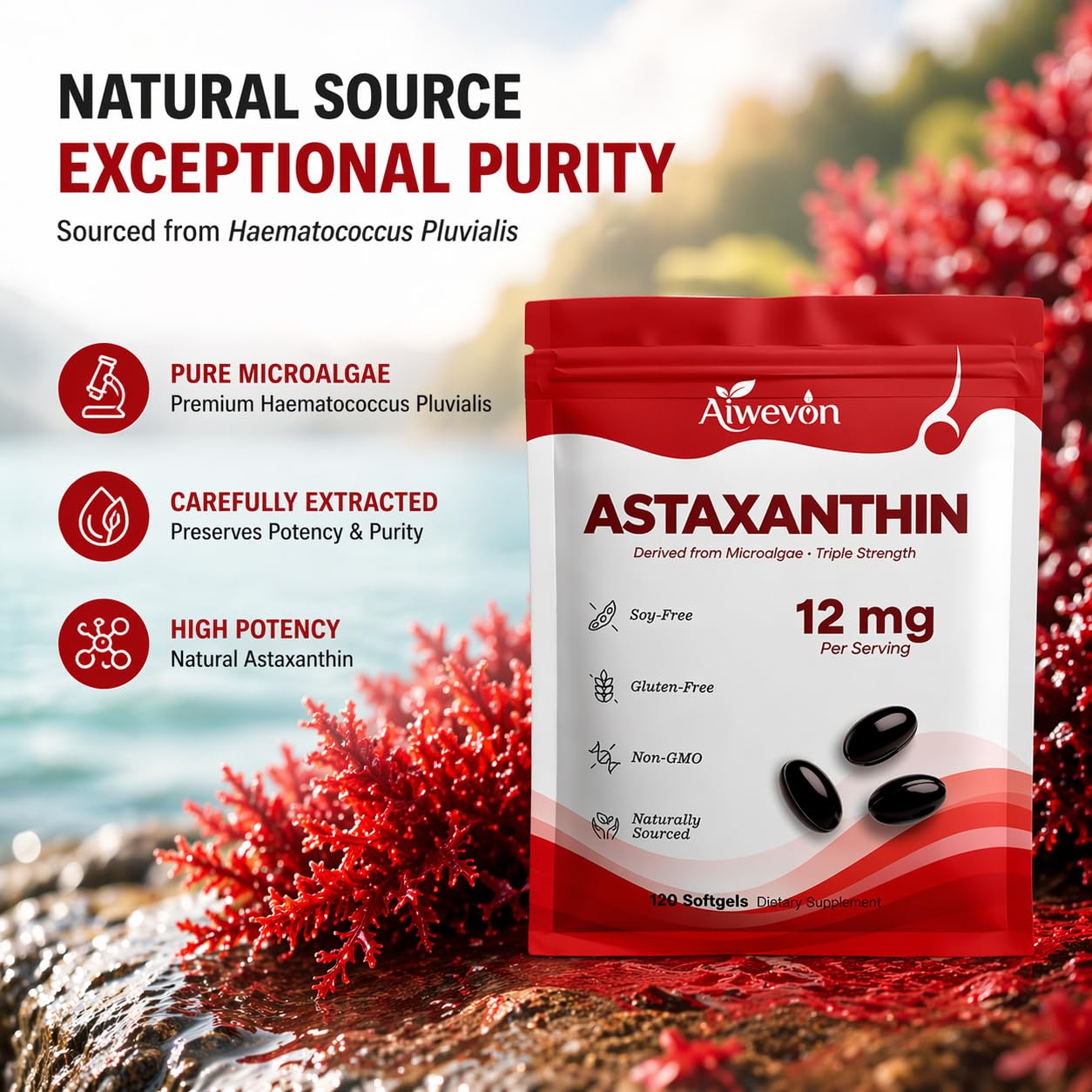 Astaxanthin 12 mg for overall wellness