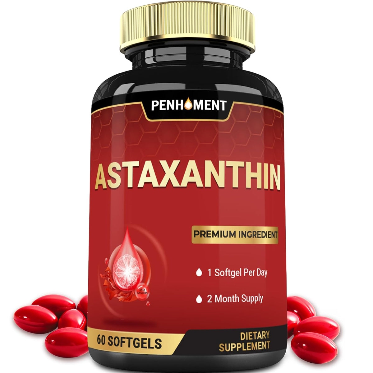 Astaxanthin 12 mg softgels for skin health