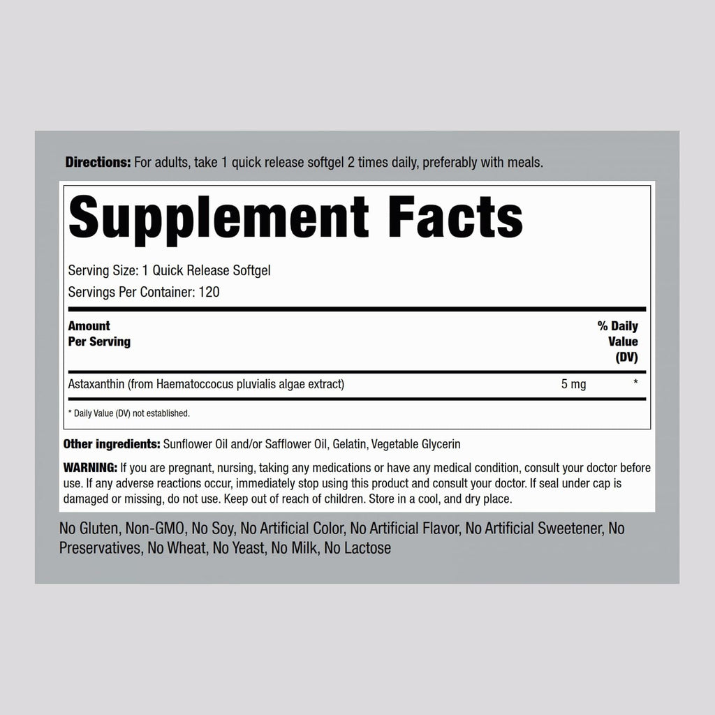 Astaxanthin 5 mg softgel capsules
