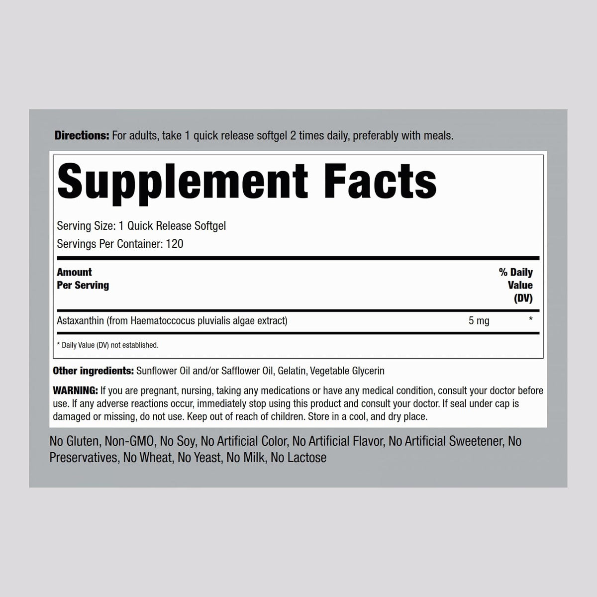 Astaxanthin 5 mg softgel capsules