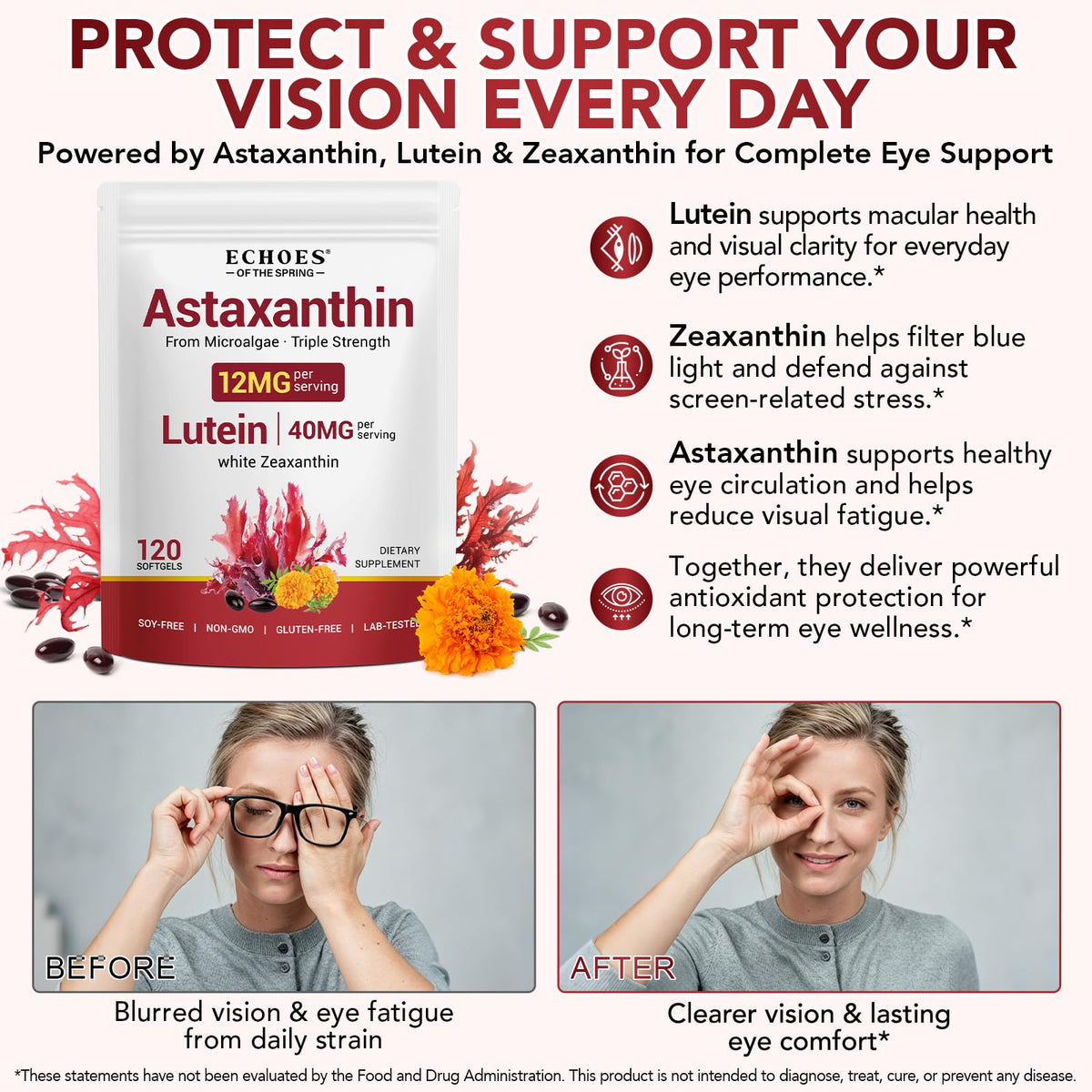 Astaxanthin and Lutein for overall wellness