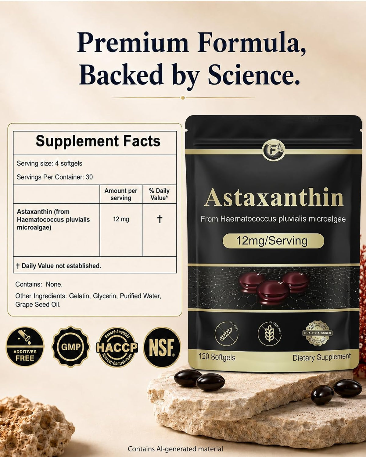Astaxanthin antioxidant for overall vitality