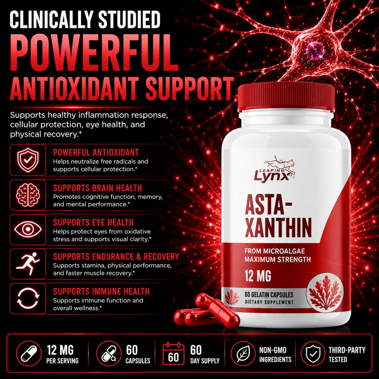 Astaxanthin capsules for energy boost