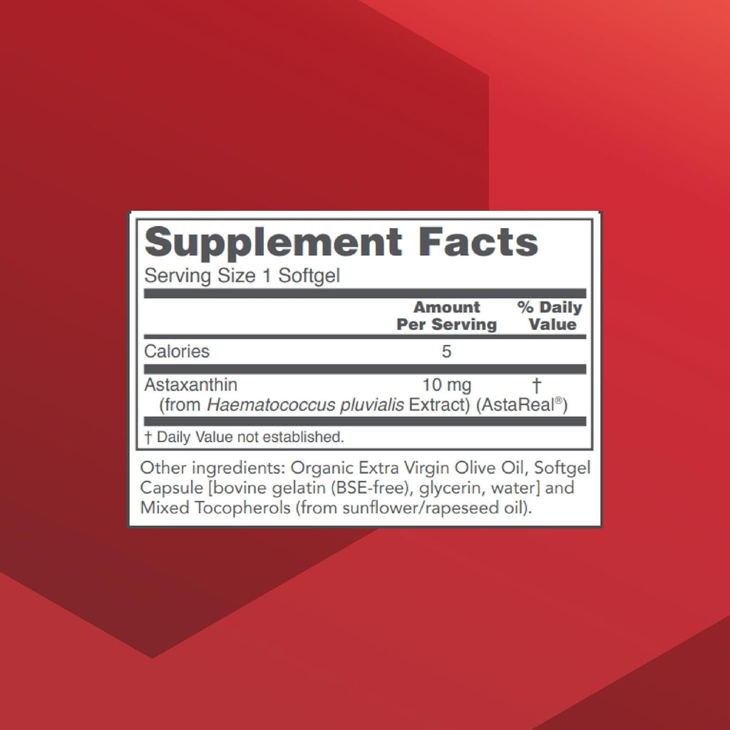 Astaxanthin softgels for antioxidant support