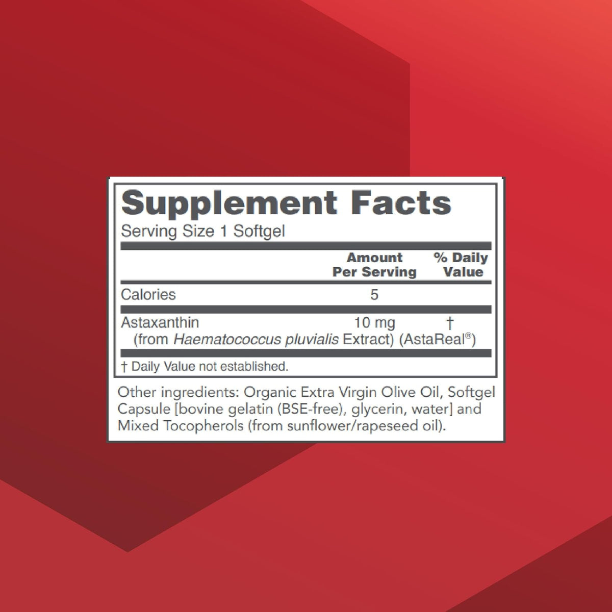Astaxanthin softgels for antioxidant support