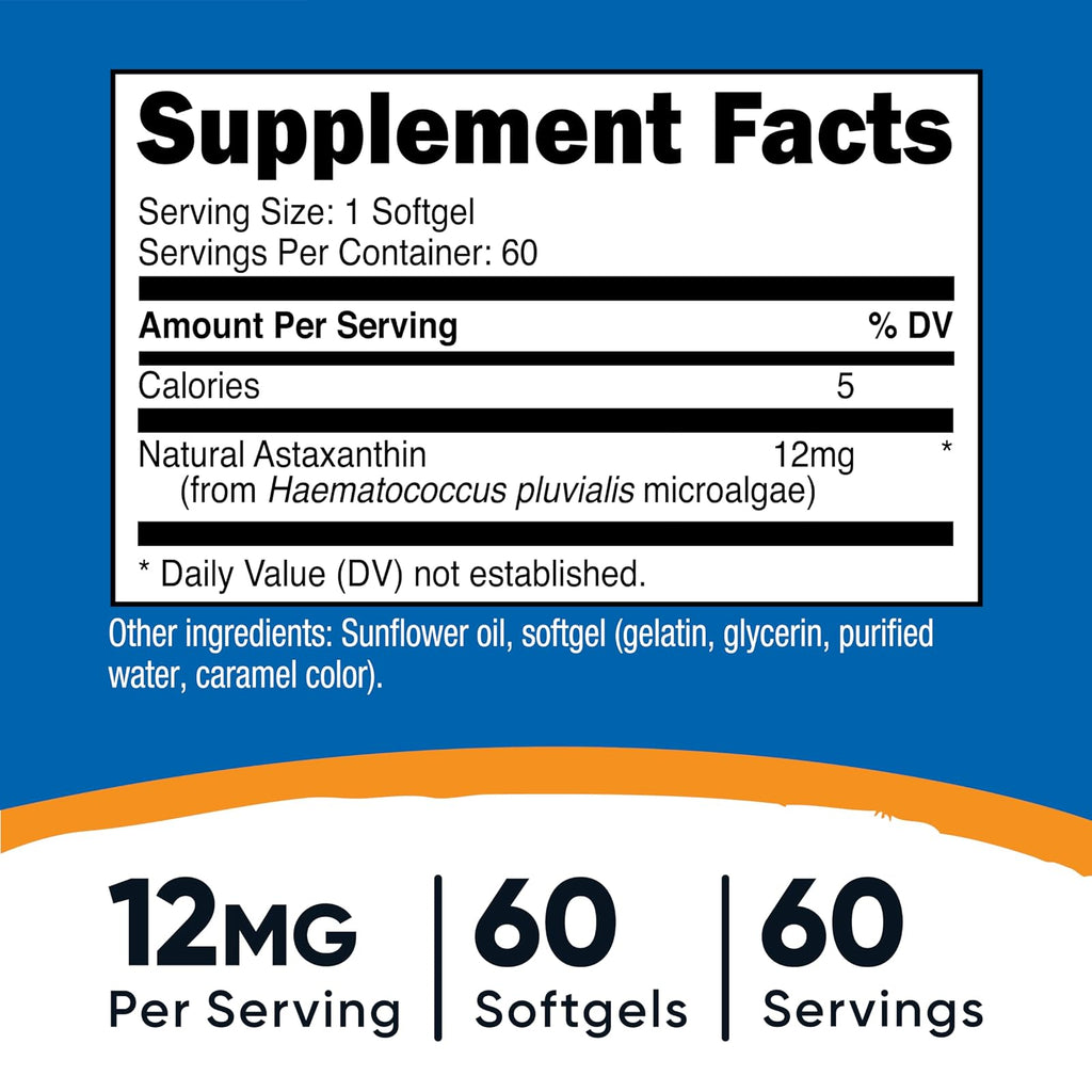 Astaxanthin softgels for antioxidant support