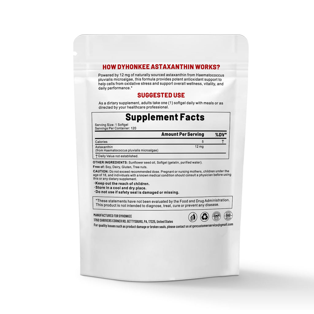 Astaxanthin softgels for athletic performance