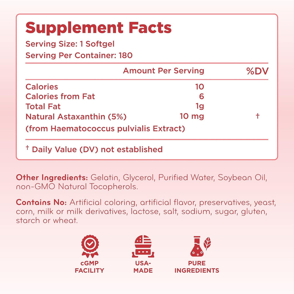 Astaxanthin softgels for daily wellness