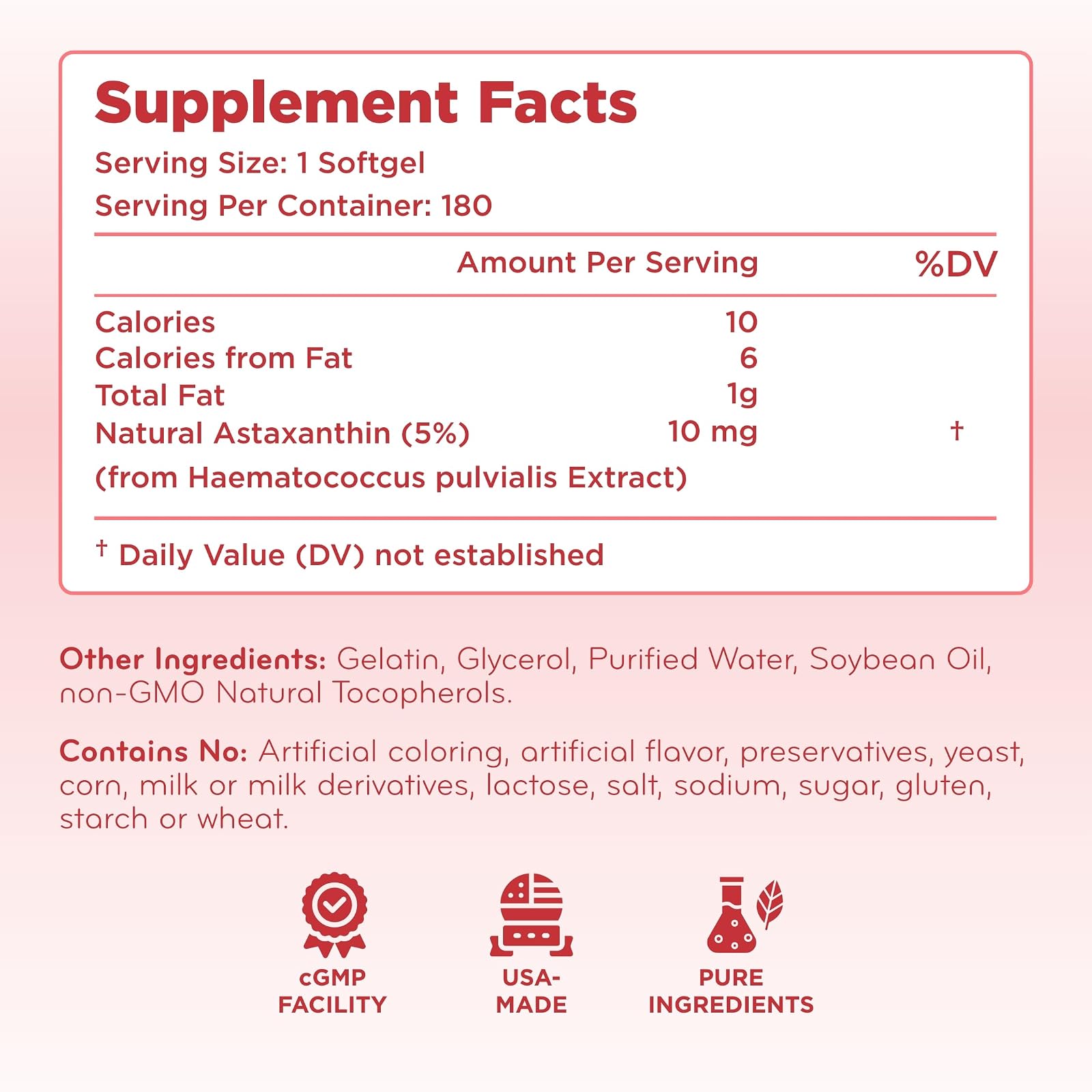Astaxanthin softgels for daily wellness