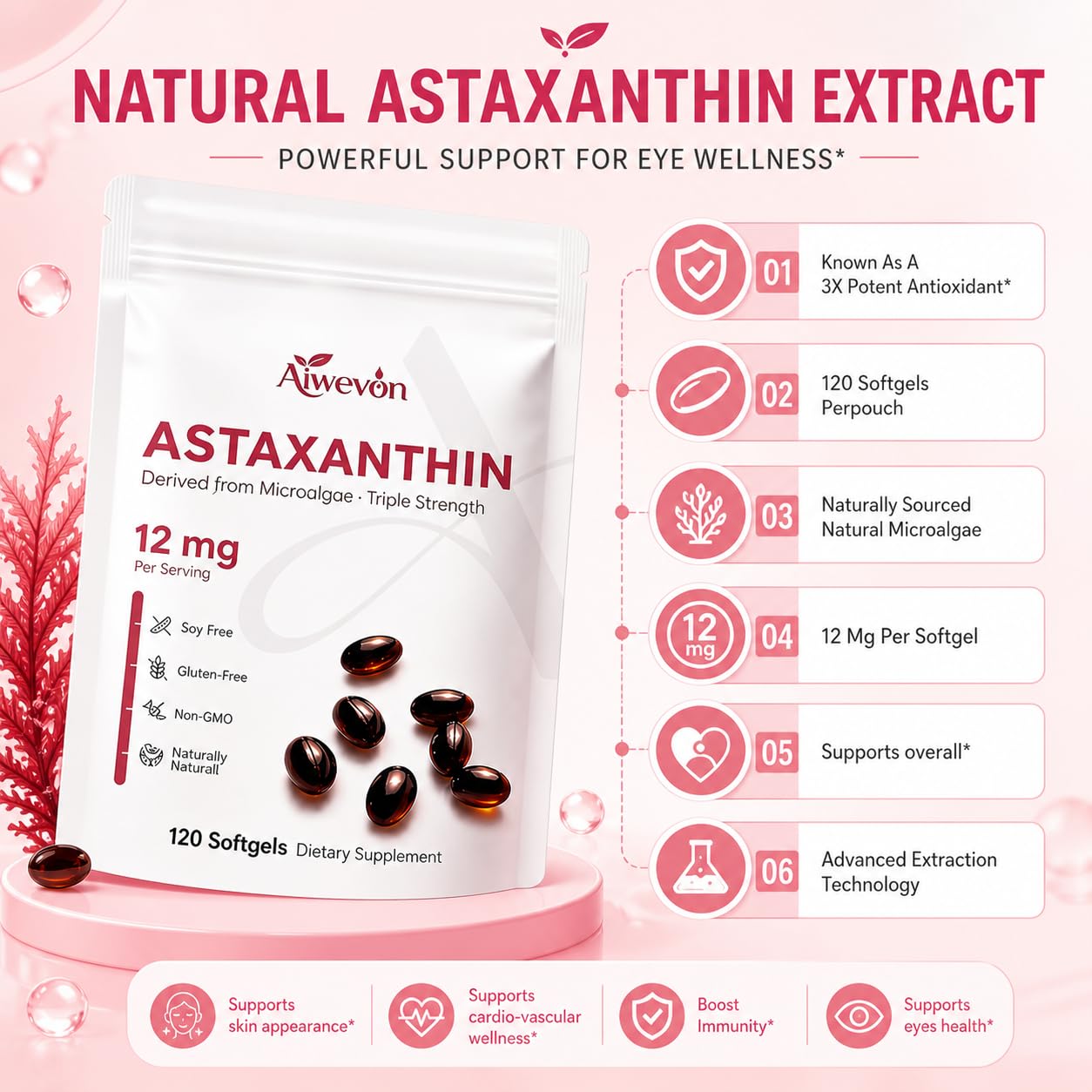 Astaxanthin softgels for eye health