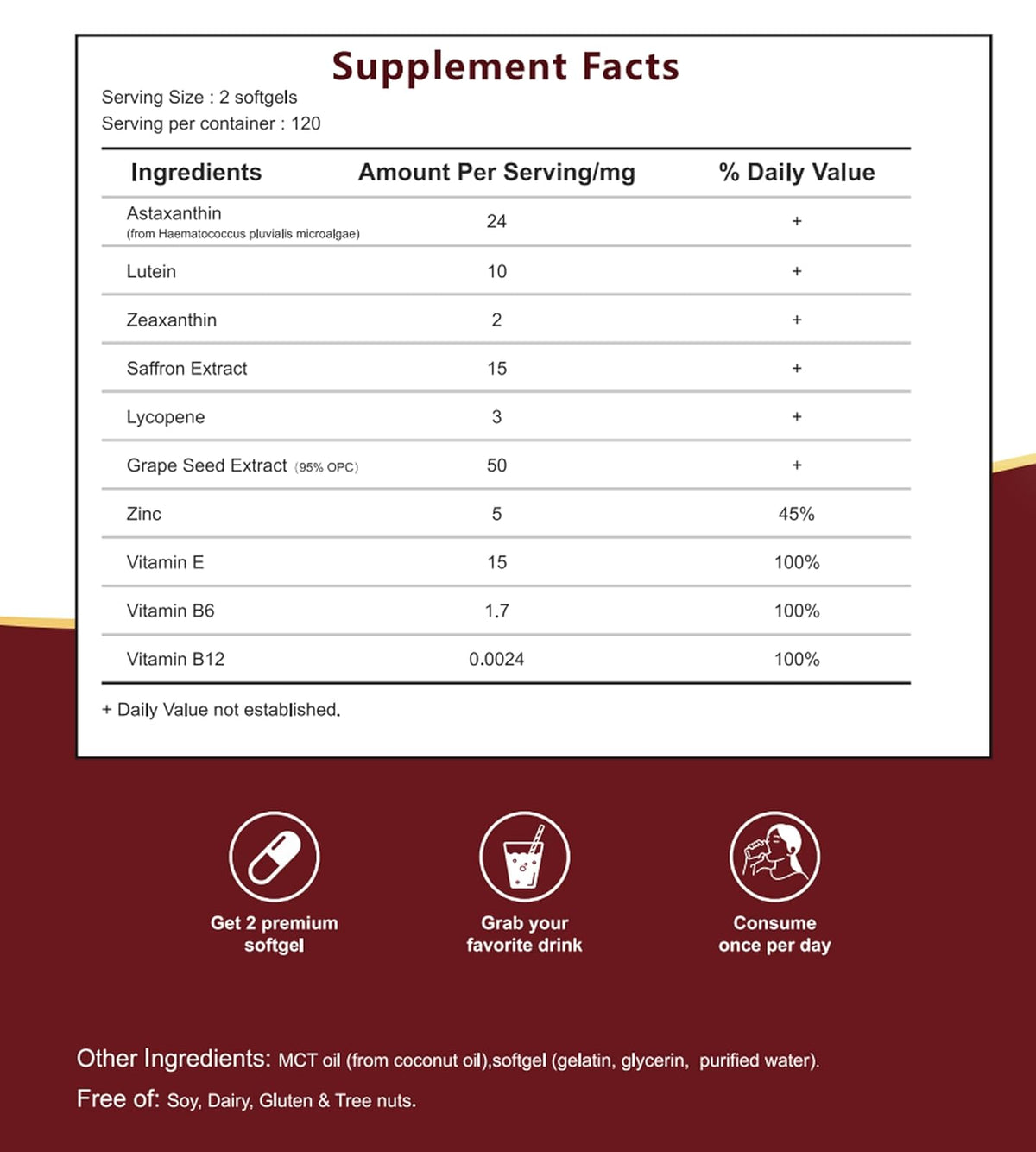 Astaxanthin softgels for skin health