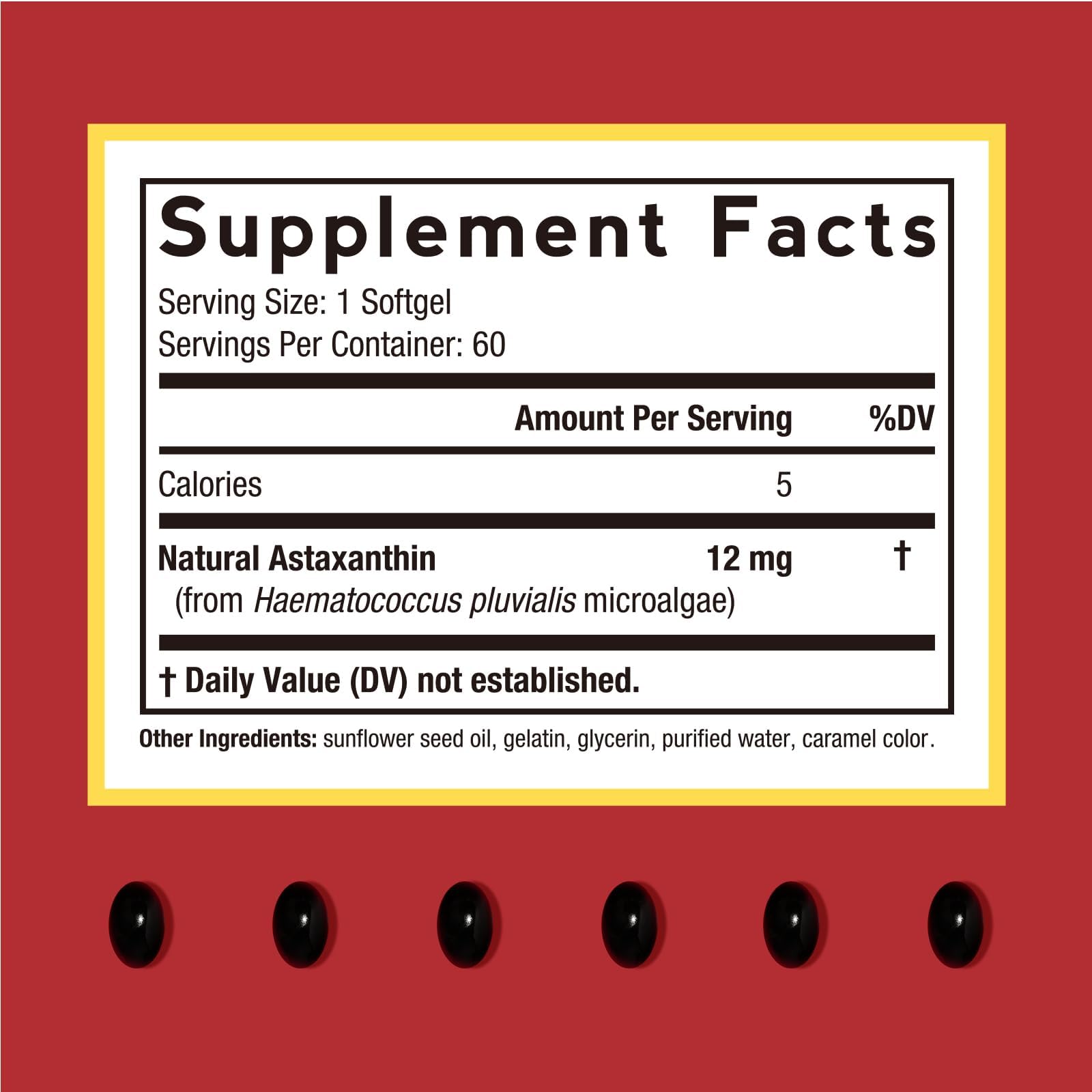 Astaxanthin softgels for skin support