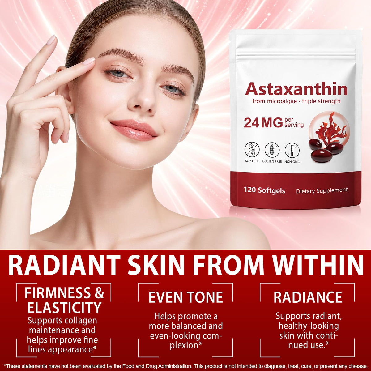 Astaxanthin softgels support skin health