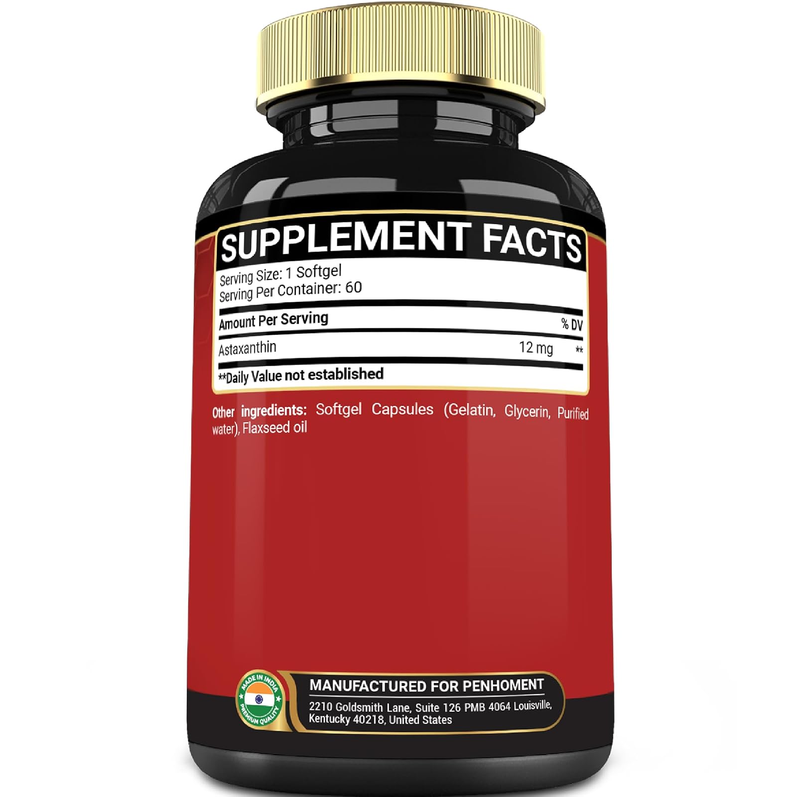 Astaxanthin supplement for daily vitality