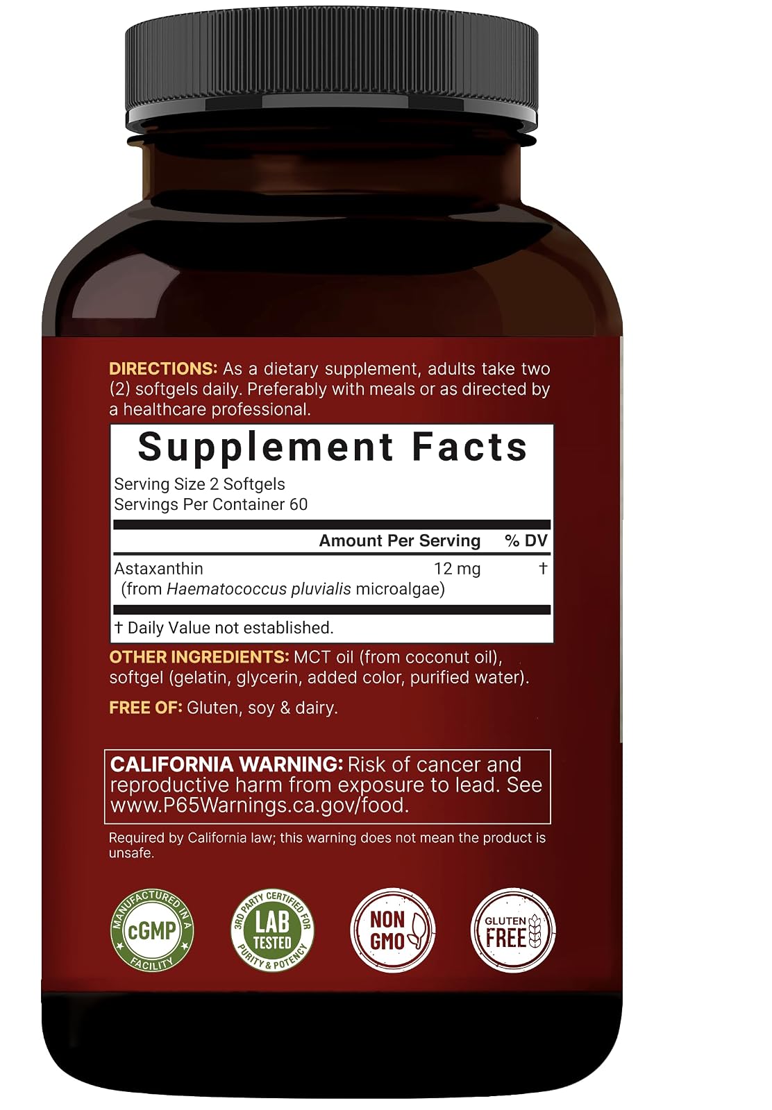 Astaxanthin supplement for healthy aging