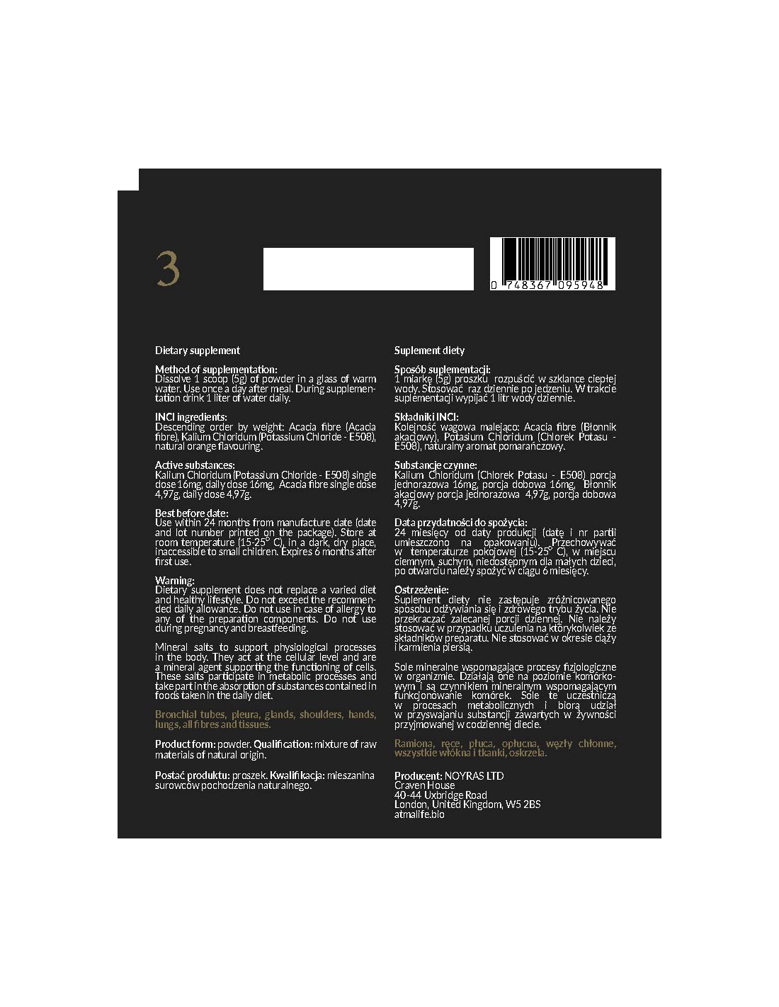 Atmalife vegan potassium for vitality