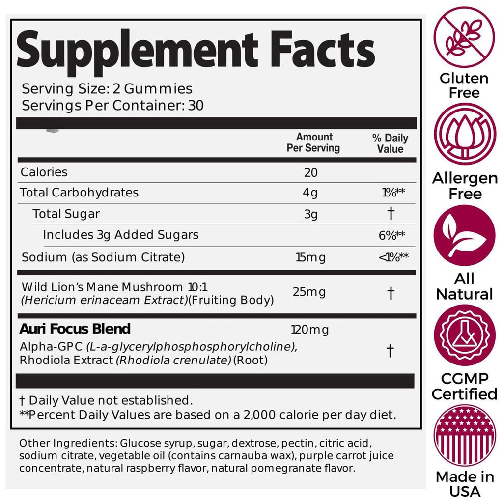 Auri Nutrition mushroom gummies for wellness
